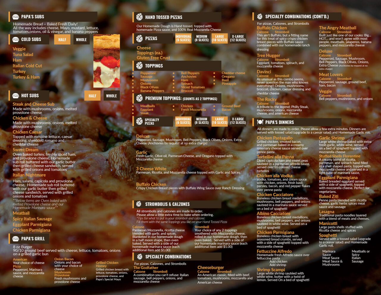 Menu - Pappagallo’s Pizza